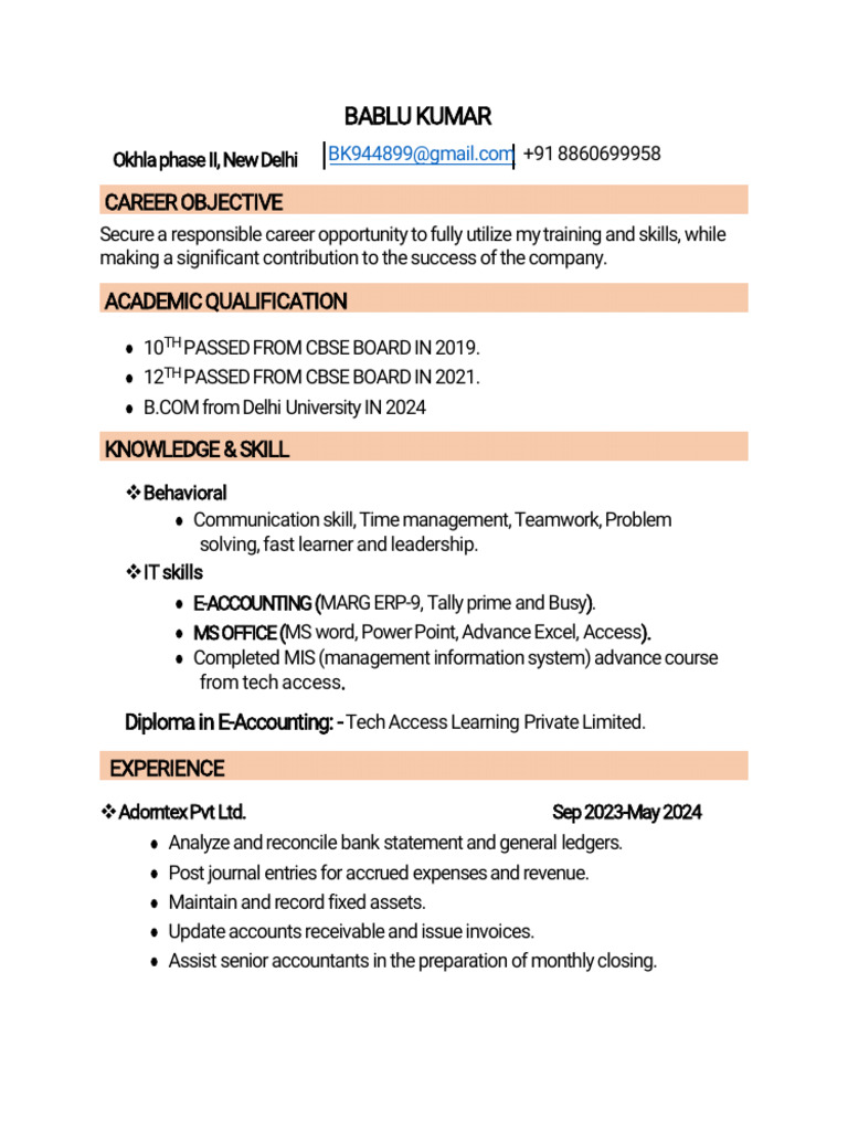 Resume 2 | PDF