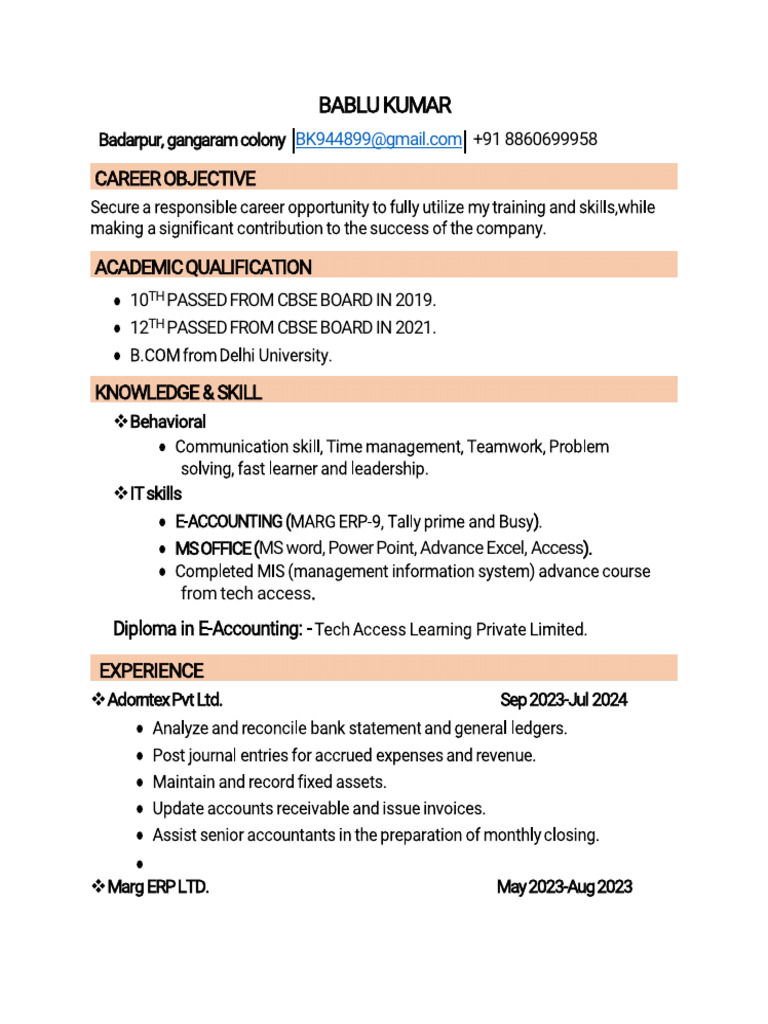 Resume: Bablukumar's IT Skills & Experience | PDF