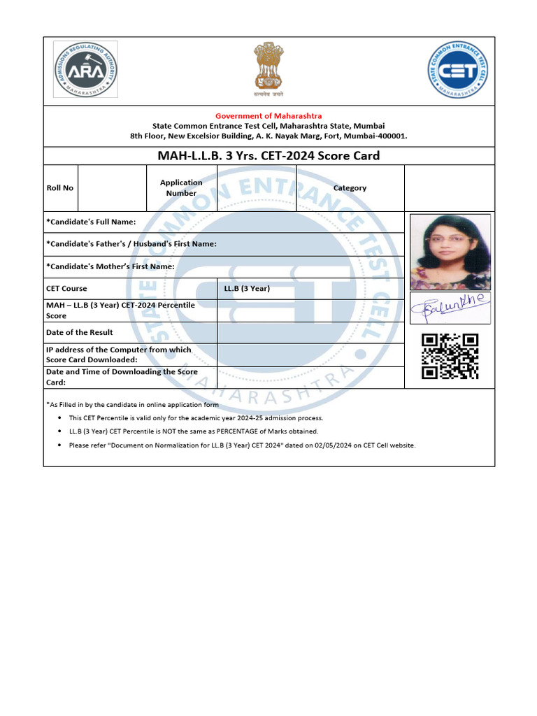 Score Card - CET | PDF