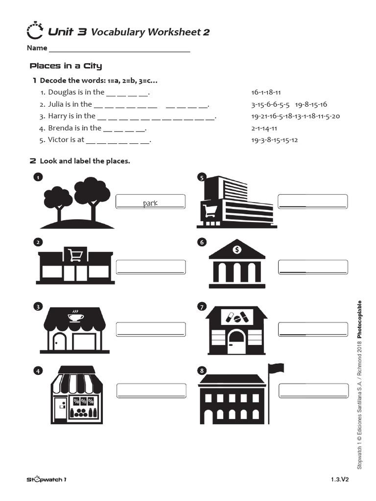 Vocabulary Worksheet: Unit 3 | PDF