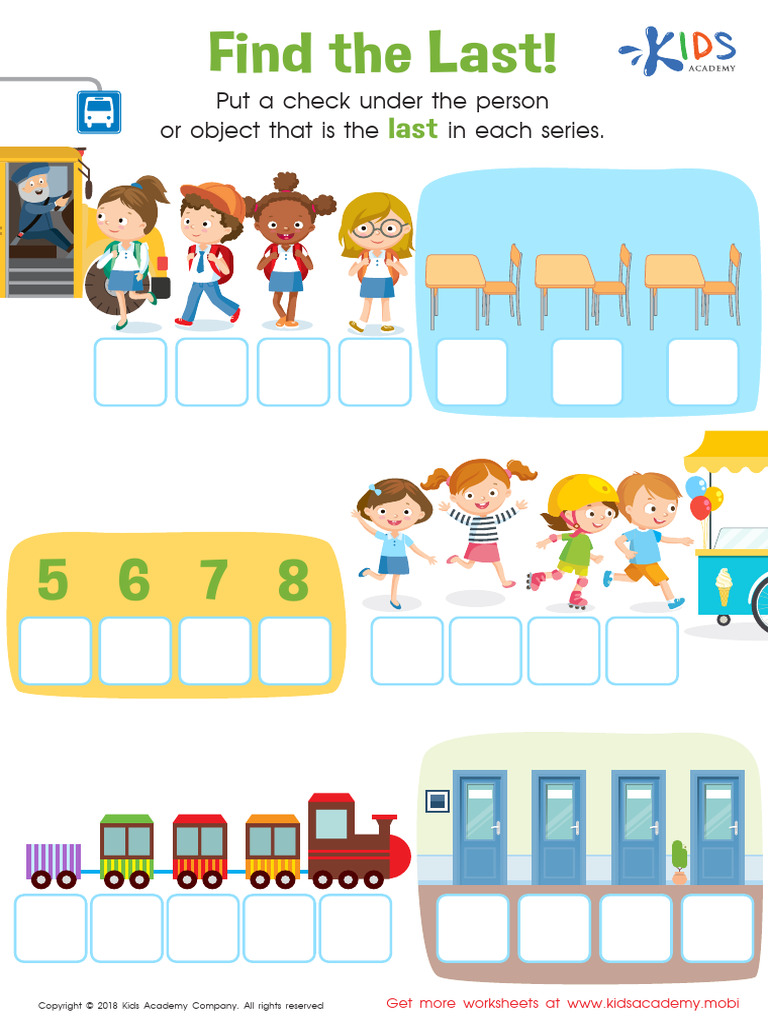 Preschool Find The Last Worksheet | PDF