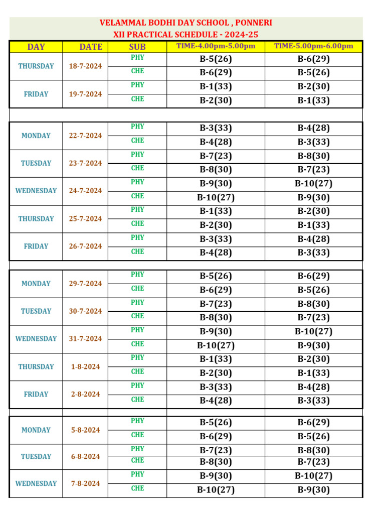 XII-Practical Batches+Schedule-2024-25 | PDF | Cinema Of India