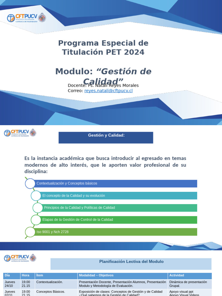 Clases - Modulo Gestion de Calidad - CFTPUCV | PDF | Calidad (comercial) | Organización ...