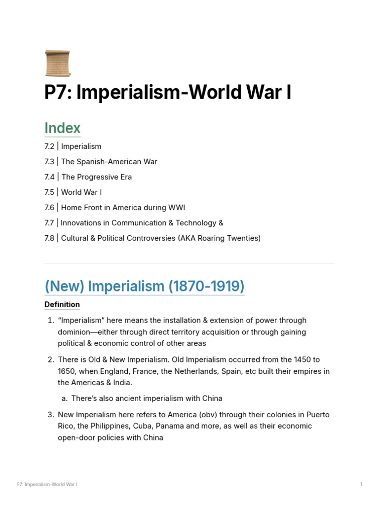 P7 Imperialism-World War I | PDF | Progressivism | Theodore Roosevelt
