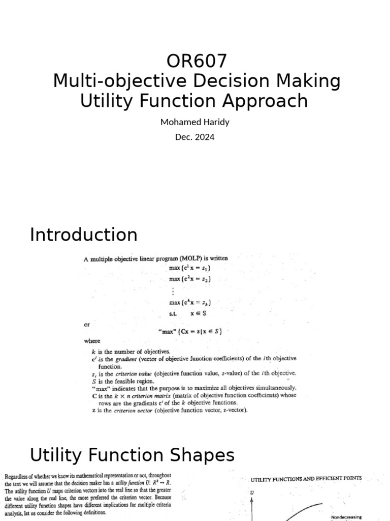 Utility Function and Utility Approach | PDF