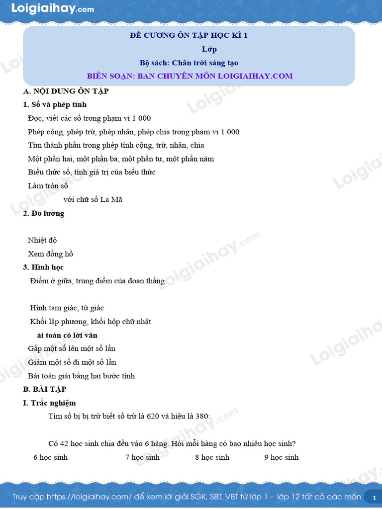 de-cuong-on-tap-hk1-toan-3-chan-troi-sang-tao-co-dap-an-1702883978 | PDF