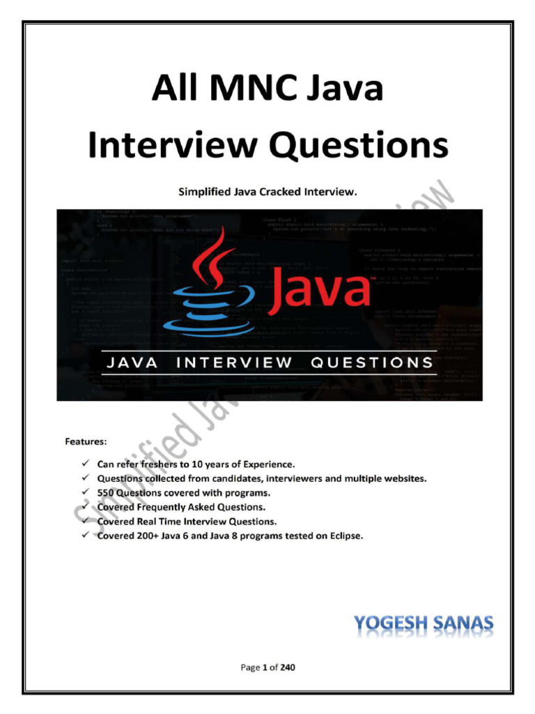 All MNC Java Interview Questions Simplified Java Cracked Interview. (Yogesh Sanas) (Z-Library ...