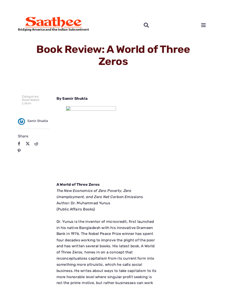 Book Review_ a World of Three Zeros – Saathee Magazine | PDF | Poverty ...