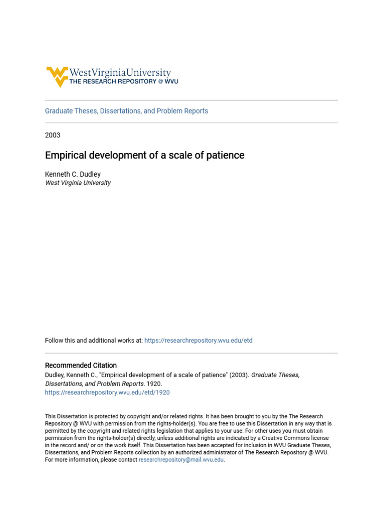 Empirical Development of A Scale of Patience | PDF | Factor Analysis ...