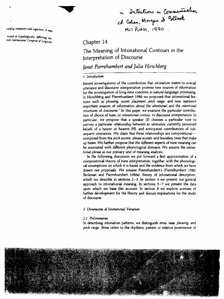 Pierrehumbert, J. (1990) - The Meaning of Intonational Contours in The ...