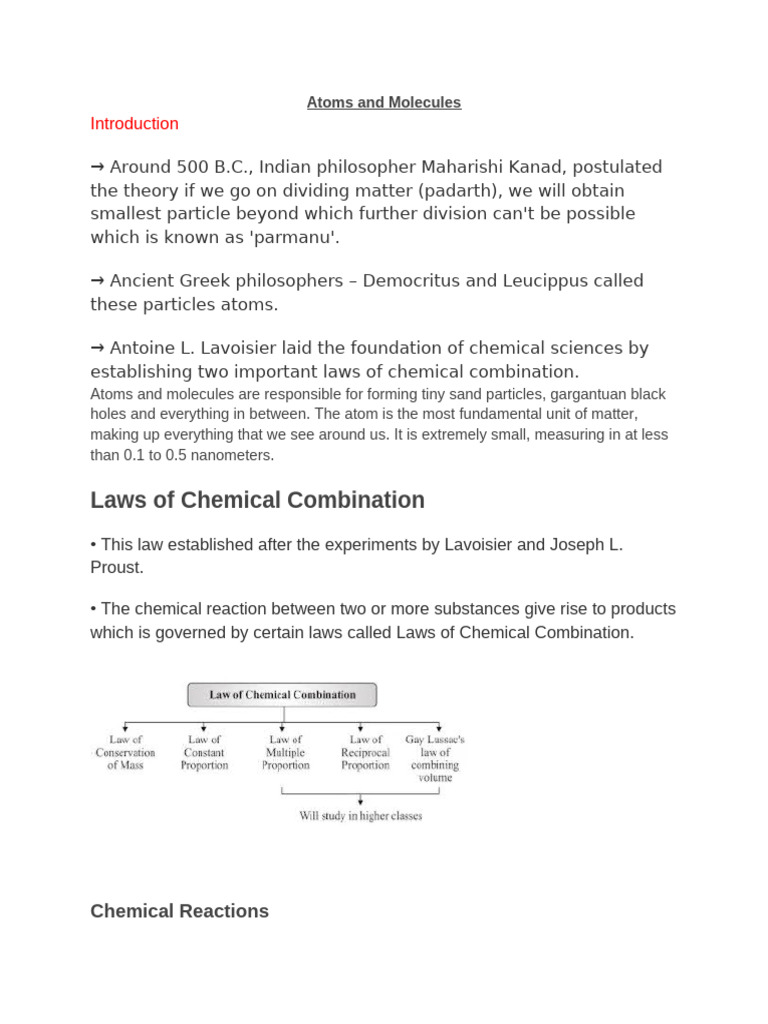 ATOMS AND MOLECULES | PDF | Ion | Chemical Compounds