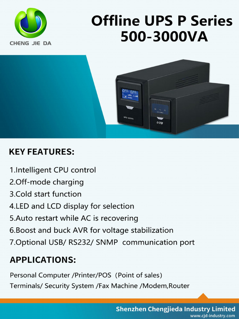 COC - UPS - SZ Chengjieda - P Series 500-3000VA UPS Spec | PDF