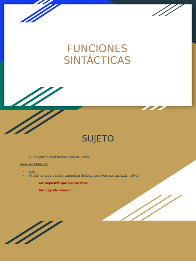 Funciones Sintácticas | PDF | Verbo | Objeto (gramática)