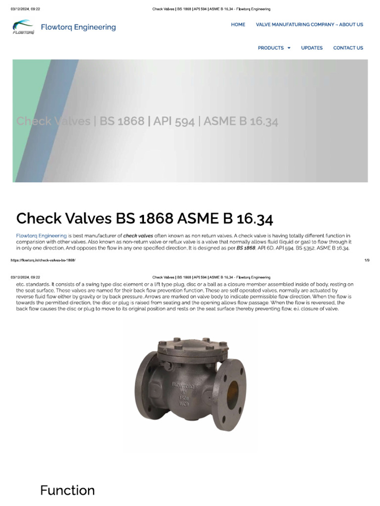 Check Valves Comparison | PDF