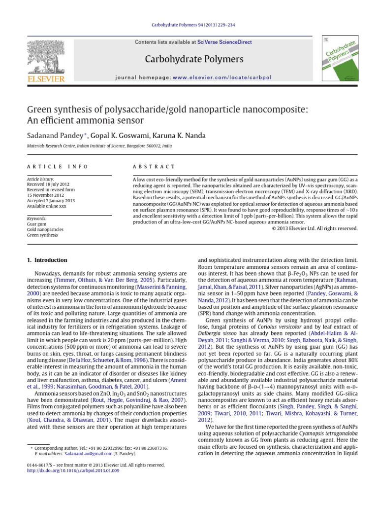 Green Synthesis of Polysaccharide Gold n | PDF | Transmission Electron ...
