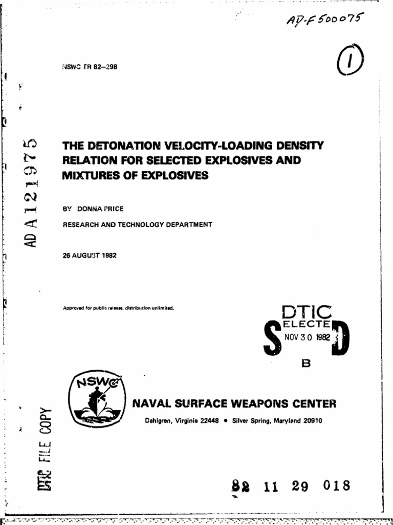 Detonation Velocity vs. Loading Density | PDF | Explosive Material ...