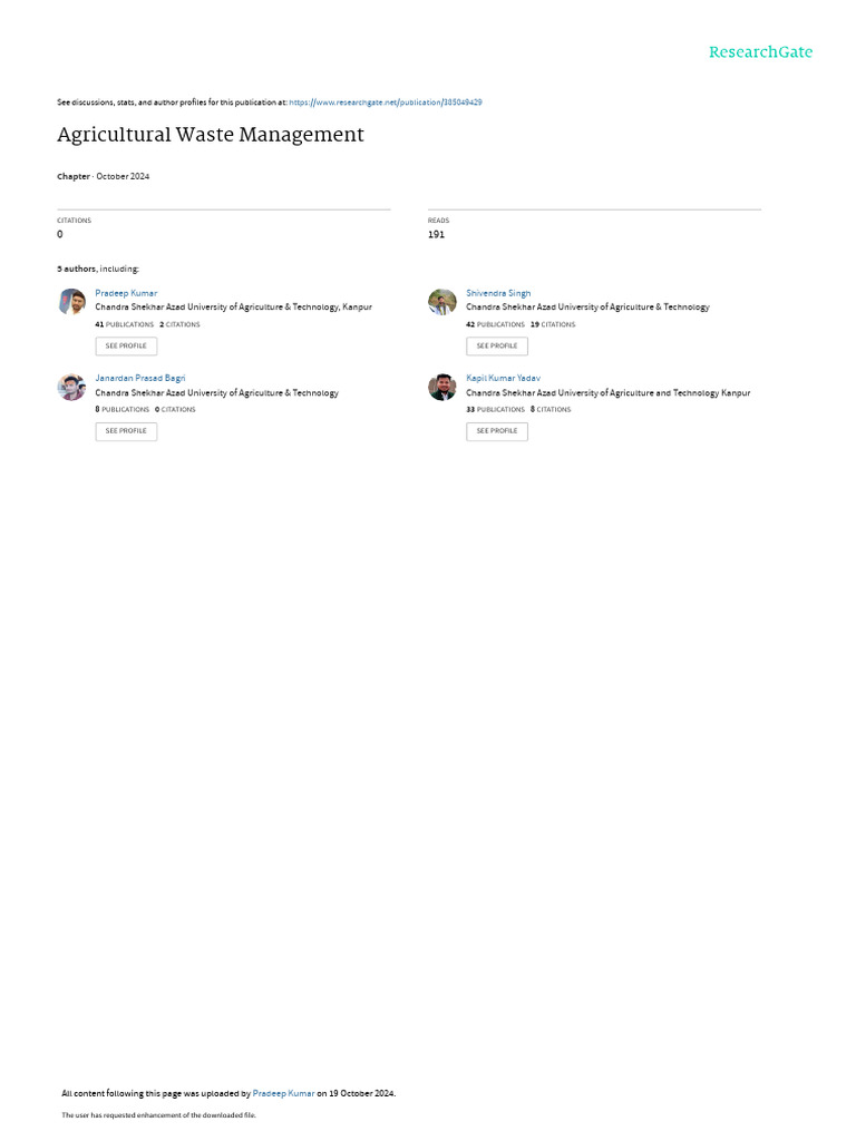 Agricultural Waste Management | PDF | Waste Management | Biogas