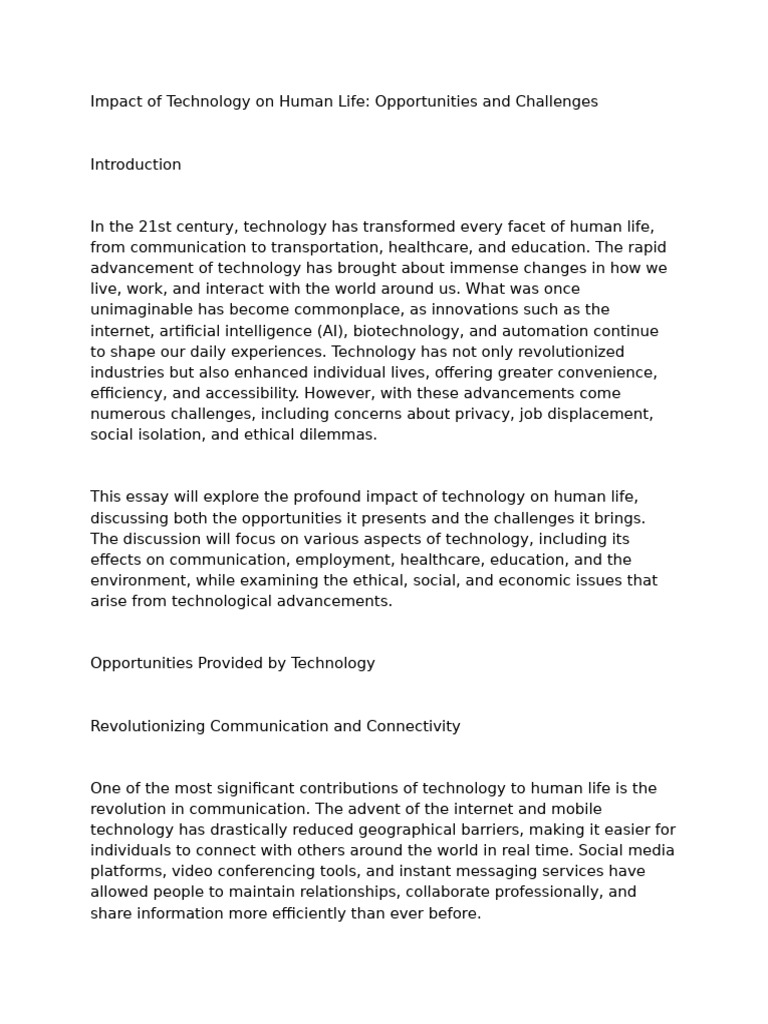Technology's Impact on Life: Pros and Cons | PDF | Poverty ...
