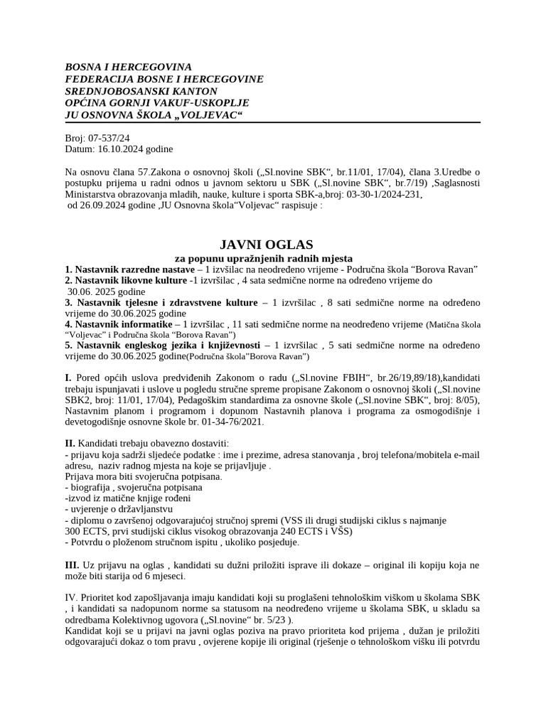 Javni 20 Oglas 202 | PDF