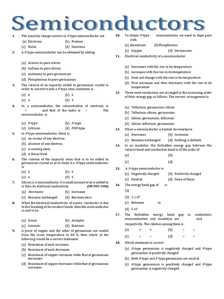 Semiconductor Jee Neet | PDF | Semiconductors | Electrical Resistivity ...