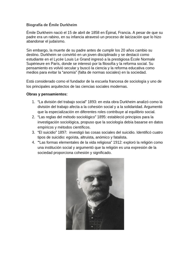 Biografias | PDF | Emile Durkheim | Karl Marx