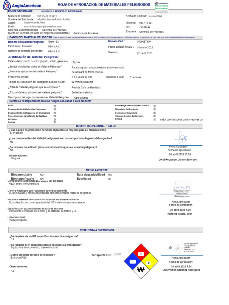 Hojas MSDS - Urea Automotriz - Green 32 | PDF | Mercancías peligrosas ...