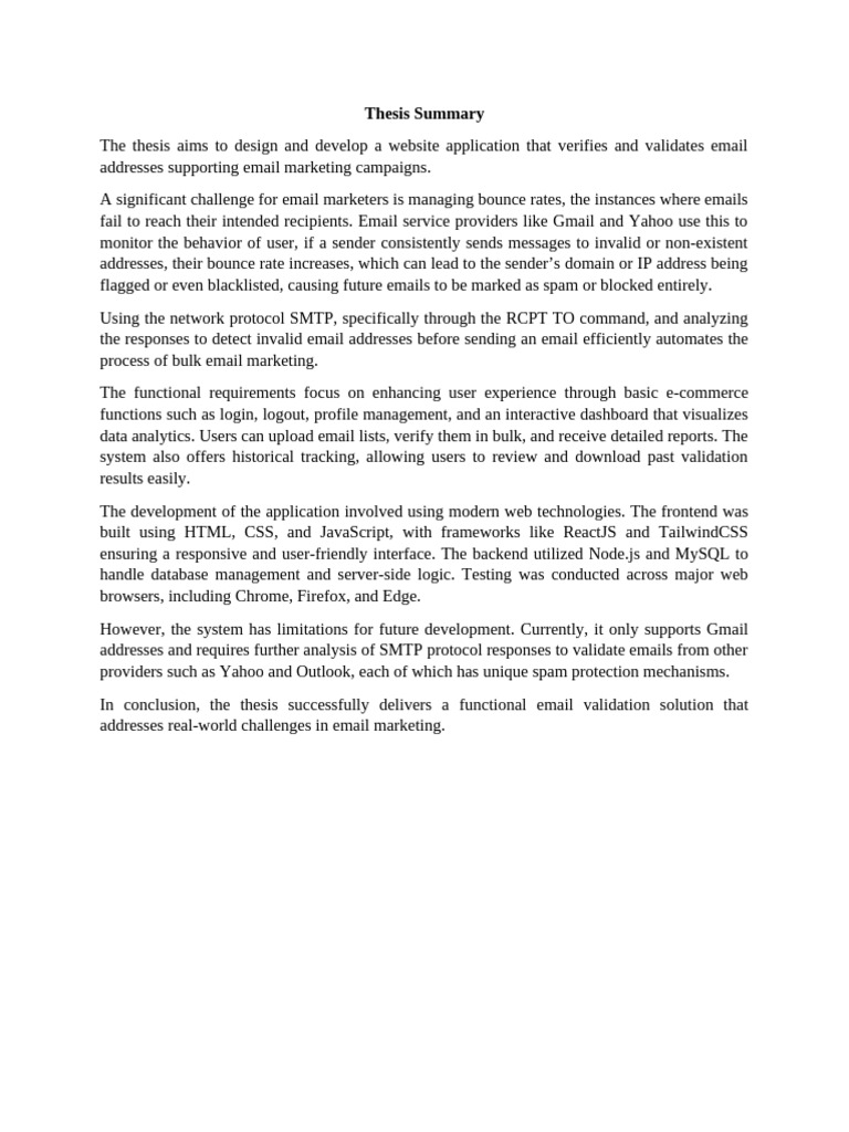 Thesis Summary | PDF