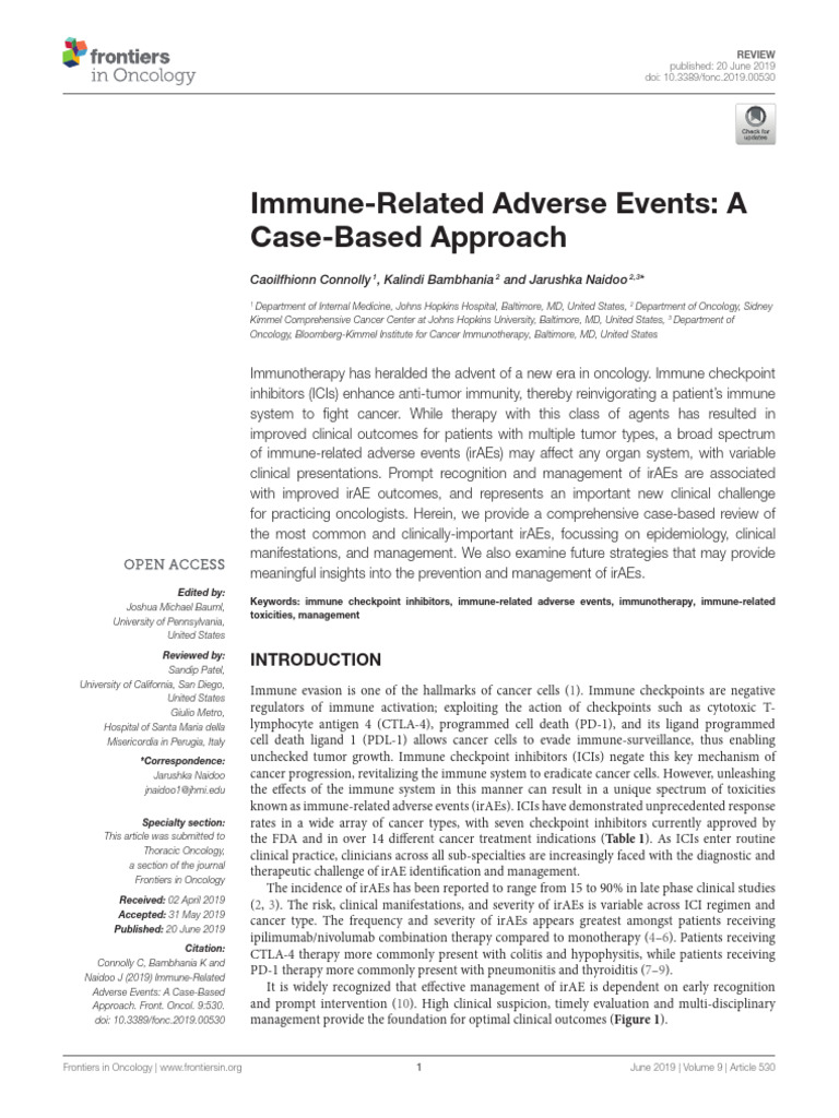 Immune-Related Adverse Events-A Case-Based Approach | PDF ...