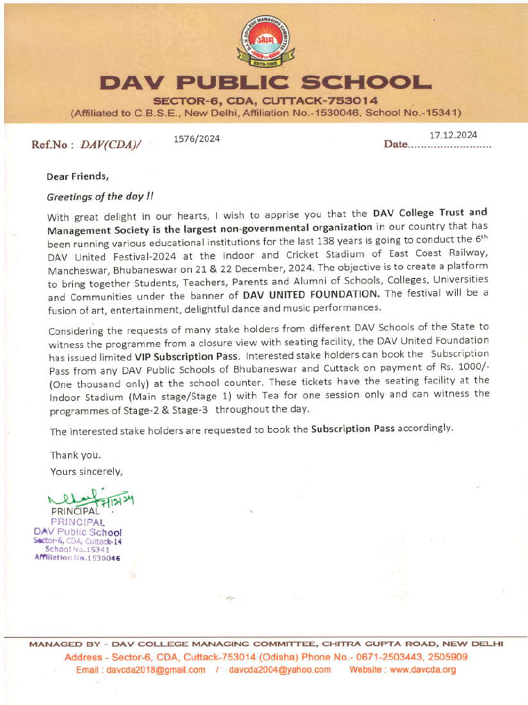 DAV United Festival 2024 Announcement | PDF