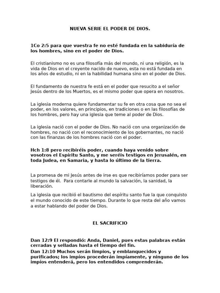 Nueva Serie El Poder de Dios | PDF | Salvación | Sacrificio