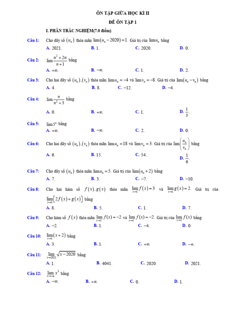 ÔN TẬP GIỮA HK II | PDF