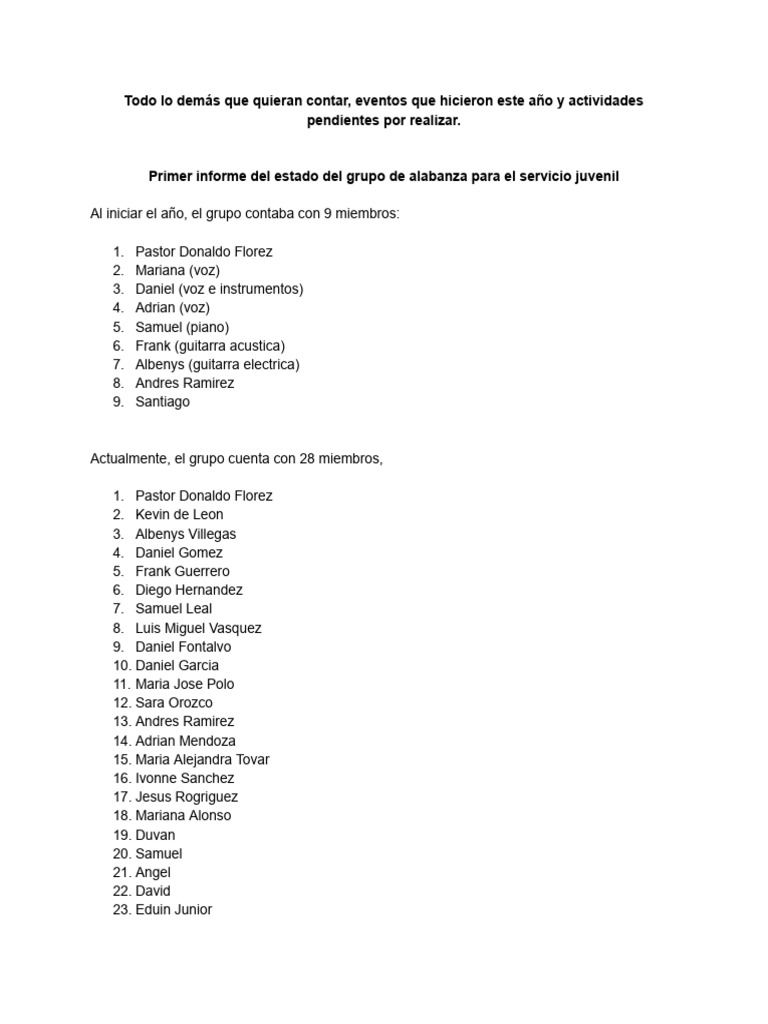 Informe Alabanza-1 | PDF