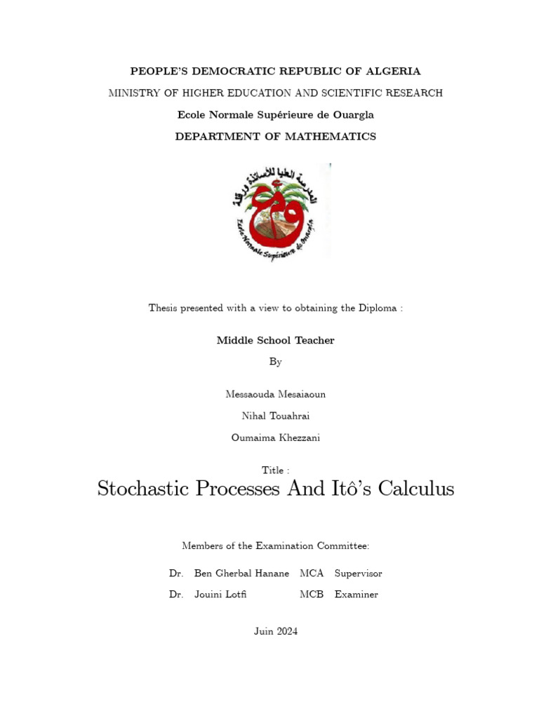 Stochastic-Processes-And Ito Calculus-Final Version-1 | PDF ...