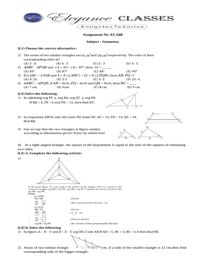 10th STD Assignment ECA08 (Geometry) | PDF