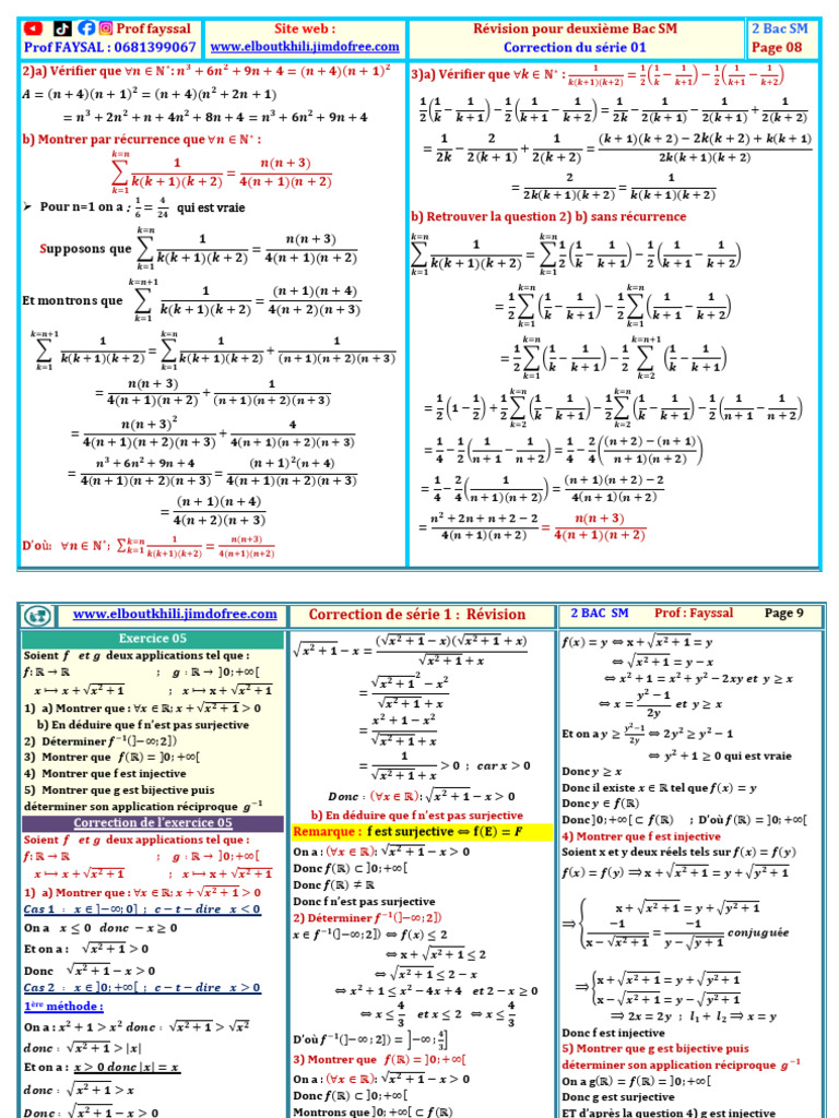 Révisions Bac SM : Corrections et Exercices | PDF | Concepts ...