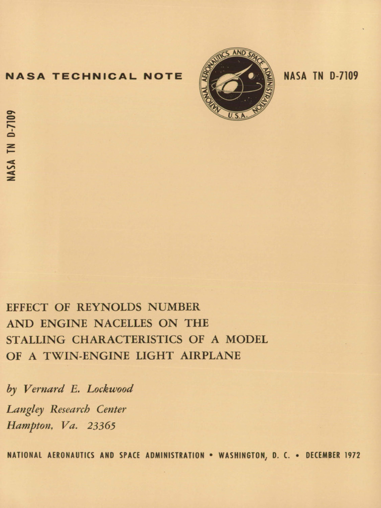 Nasa Technical Note | PDF | Lift (Force) | Empennage