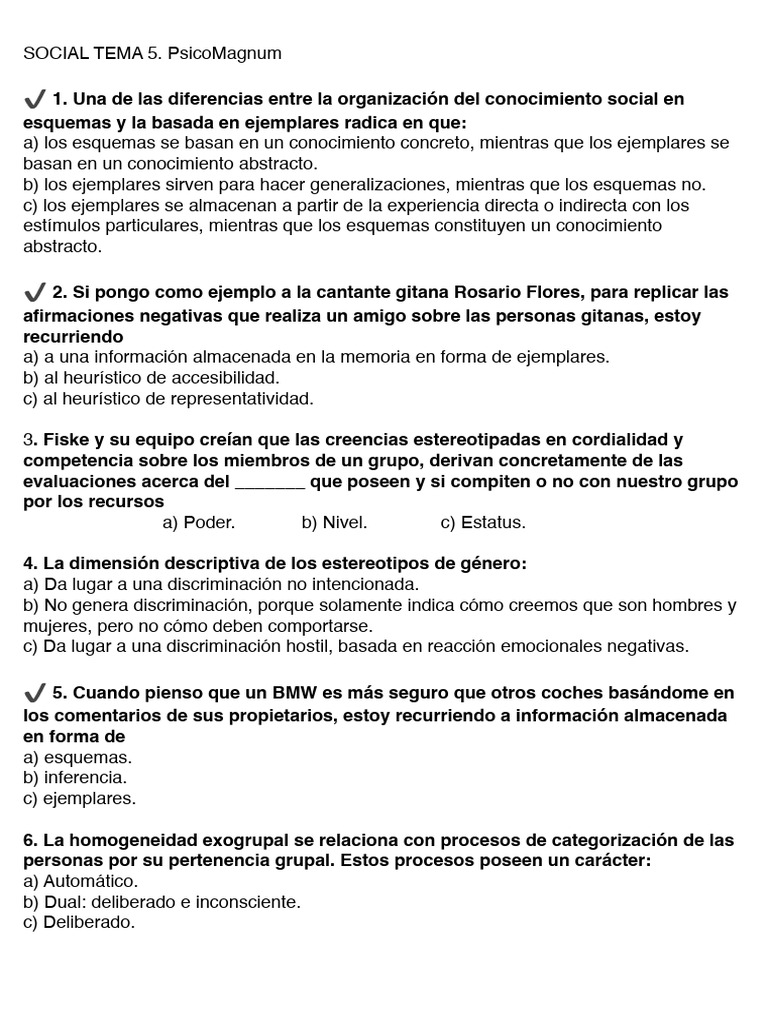 Psic - SOCIAL Tema | PDF | Estereotipos | Parcialidad