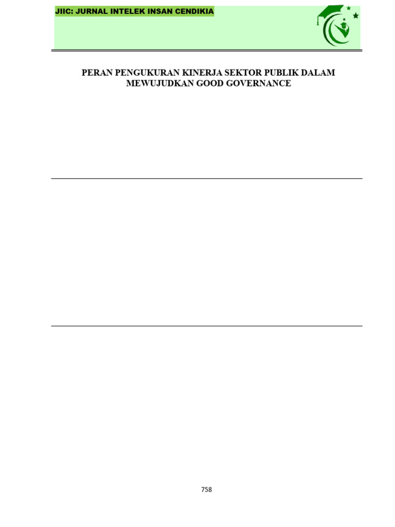 Peran Pengukuran Kinerja Sektor Publik Dalam Mewujudkan Good Governance | PDF