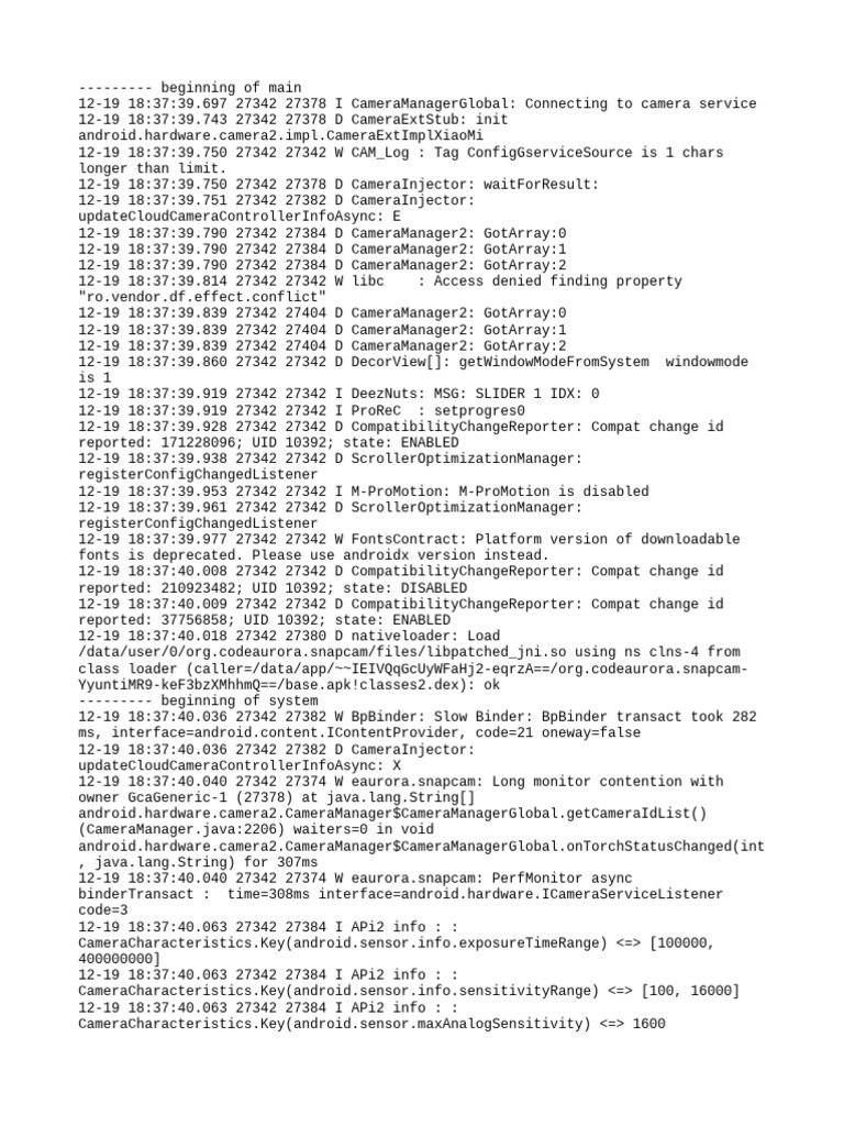 Camera Debug Log Analysis | PDF | Computer Engineering | System Software