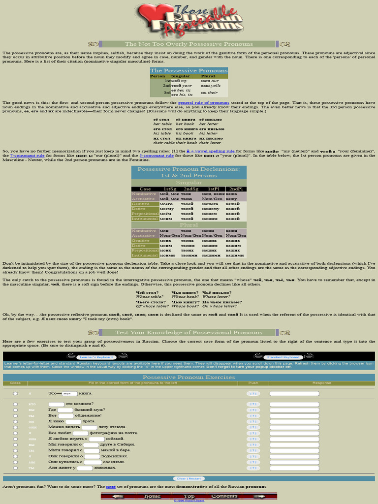 The Not Too Overly Possessive Russian Pronouns | PDF | Grammatical ...