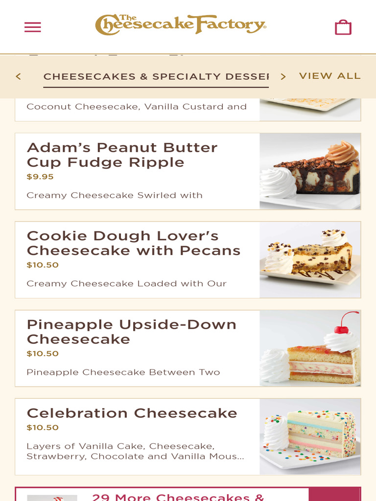 Browse our Menu The Cheesecake Factory | PDF