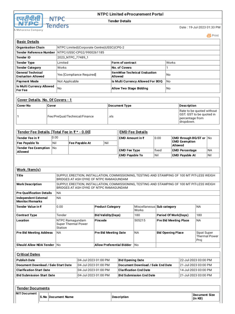 NTPC Limited EProcurement Portal | PDF | Business