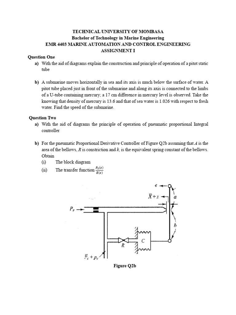 Emr 4403 Marine Automation and Control Assignment I | PDF