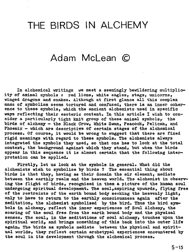 Adam McLean - The Birds in Alchemy (The Hermetic Journal No. 5 Autumn ...