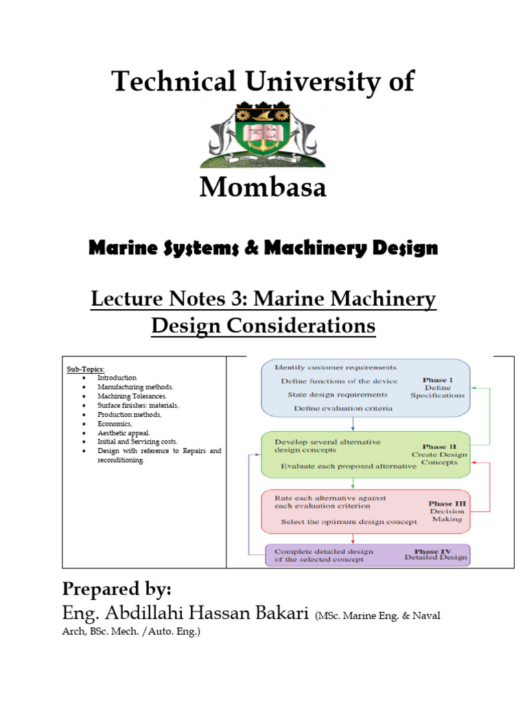 EMR 4408 Marine Systems & Machinery Design Lecture Notes 3 Design ...