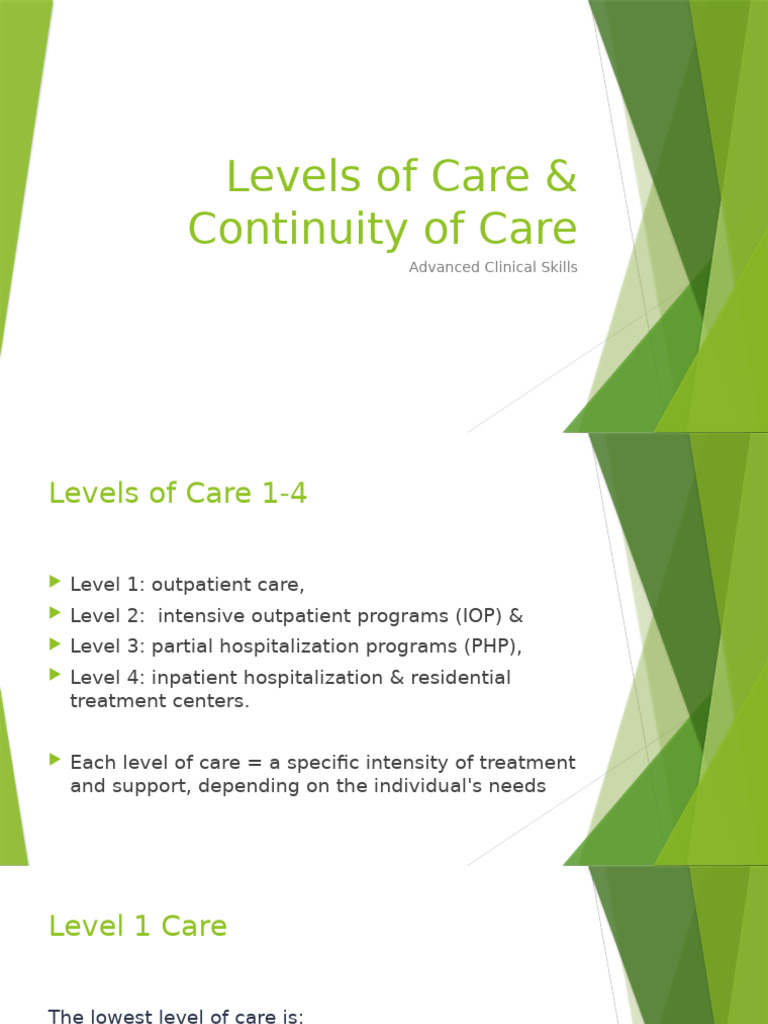 Levels of Care & Continuity of Care | PDF | Psychiatry | Patient