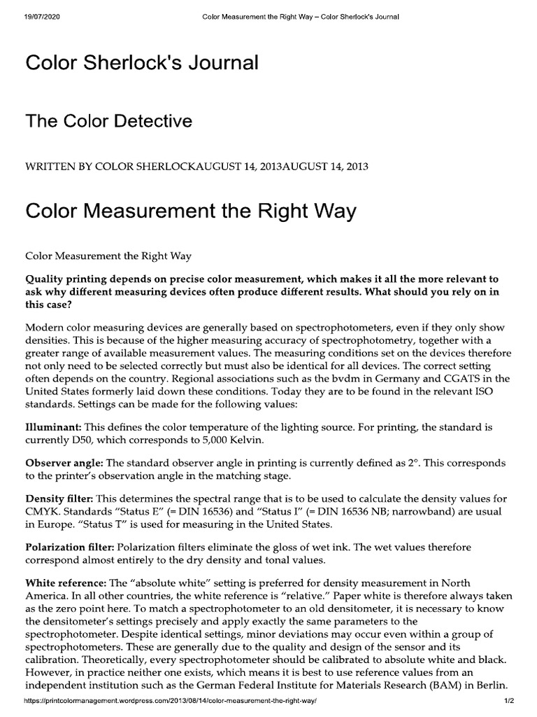 Color Measurement The Right Way | PDF