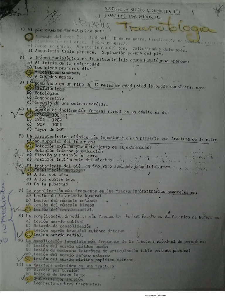 Preguntas de Traumatología | PDF