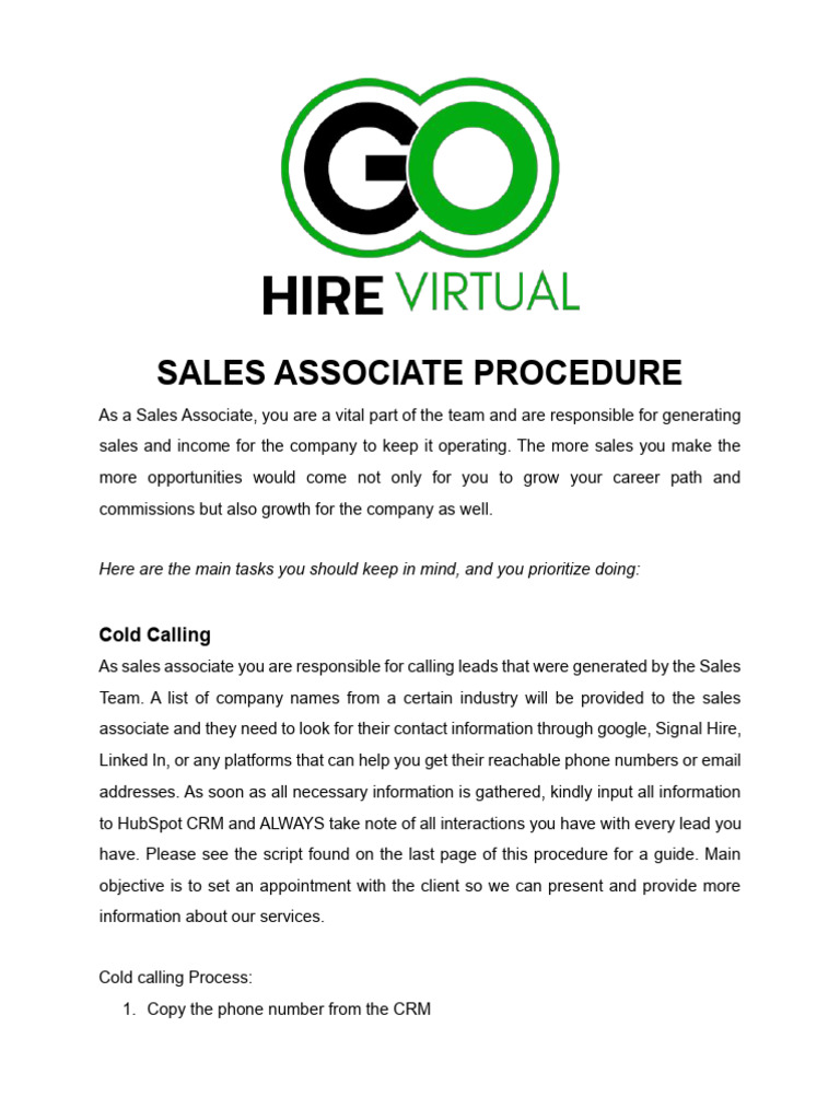 JUNIOR SALES ASSOCIATE PROCEDURE | PDF | Information | Computing