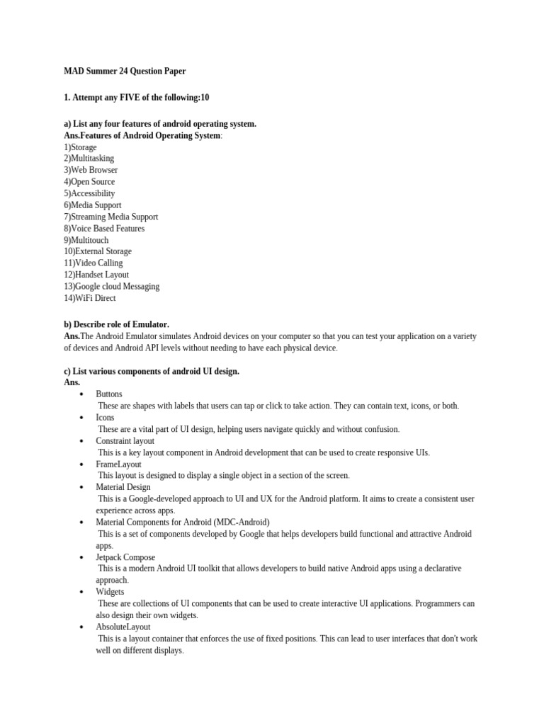 MAD Summer | PDF | Databases | Android (Operating System)